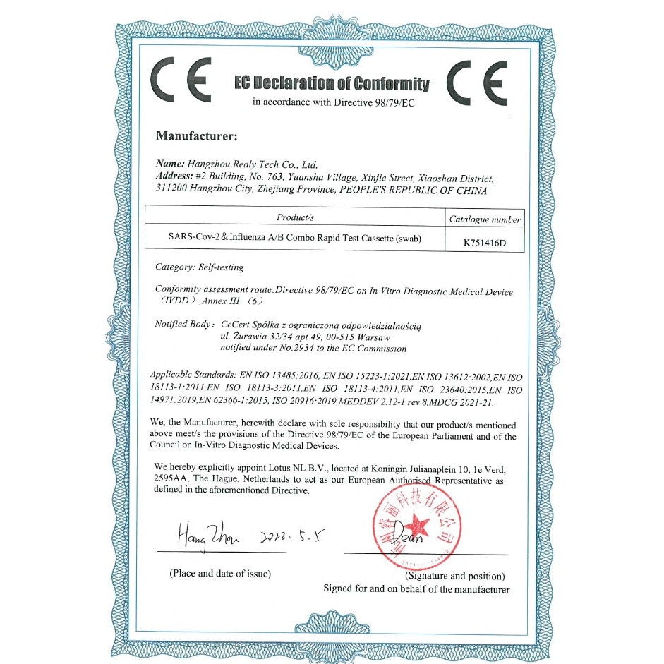 Set 10 bucati, Test rapid antigen combinat, Realy Tech, COVID-19 si ...