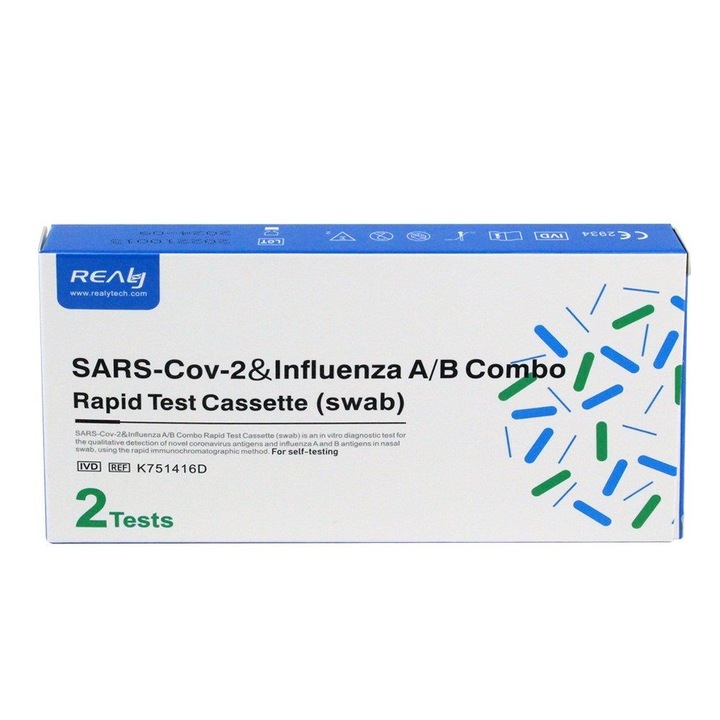 Set 10 bucati, Test rapid antigen combinat, Realy Tech, COVID-19 si ...