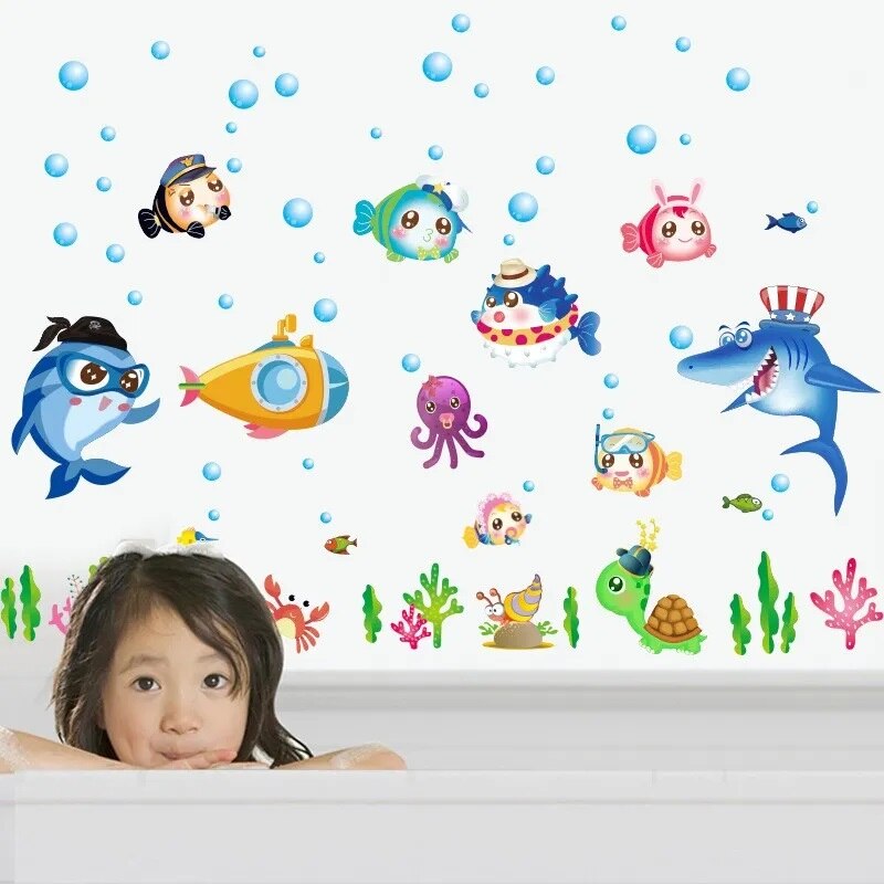 Sticker decorativ cu Pesti si Animale Marine Luxer, Autocolant pentru ...