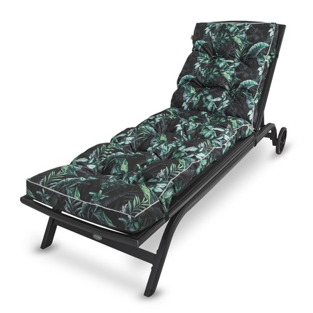 Perna matlasata pentru sezlong de gradina, 190 cm, negru si verde ...