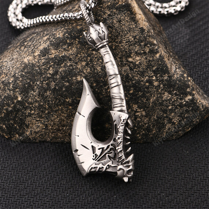 Lant cu pandantiv topor, model the hoard, unisex, argintiu, EFAYN - eMAG.ro