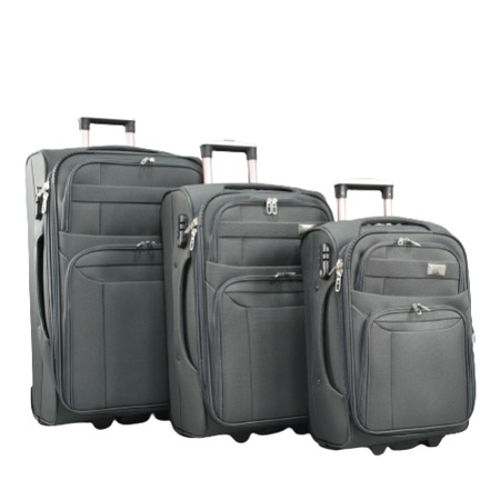 Set valiza, Perfect line, C cu expander, Textil, 75/30/46 cm, Gri - eMAG.ro