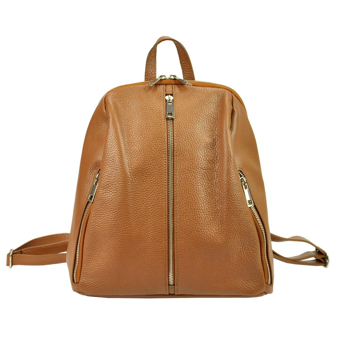Rucsac dama, Patrizia Piu, Piele naturala, Maro caramel, 28x30x15 cm ...