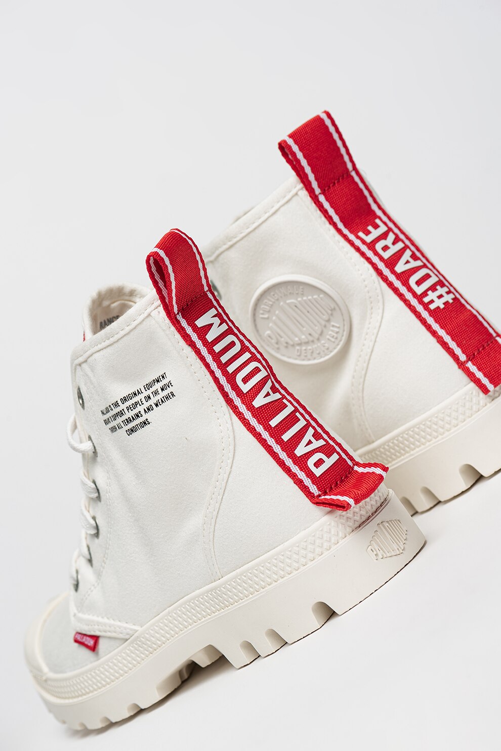 Palladium, Tenisi inalti unisex cu aplicatie logo, Alb, 44 - eMAG.ro