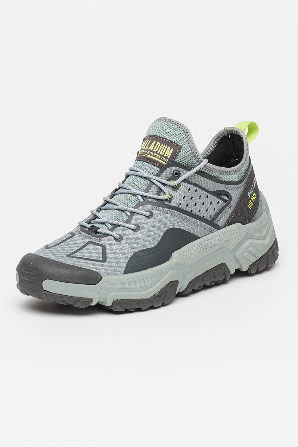 Palladium, Pantofi sport slip-on cu logo, Gri cenusiu, 43 - eMAG.ro