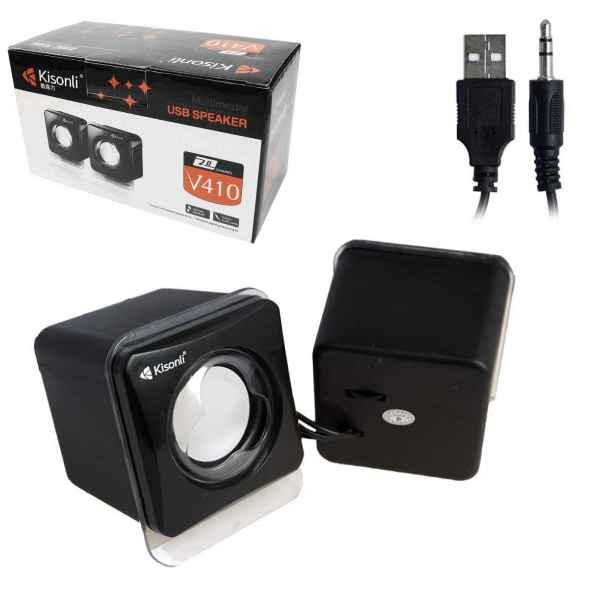Difuzoare Kisonli V410-722044, Pentru computer, 3W x 2, USB, Negru - eMAG.ro