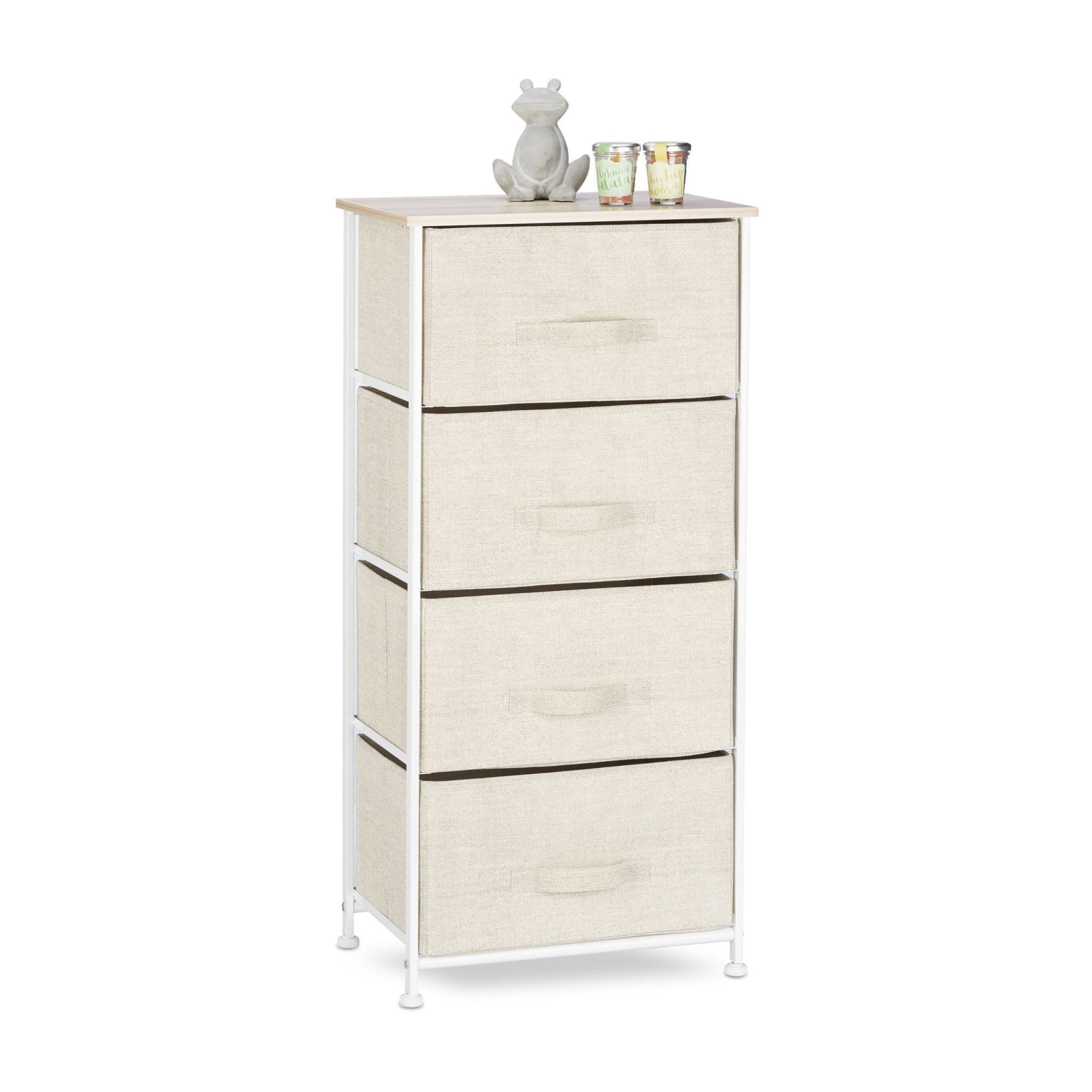 Dulap pentru hol Relaxdays, bej, cu 4 sertare, din MDF, 105 x 45 x 30 ...
