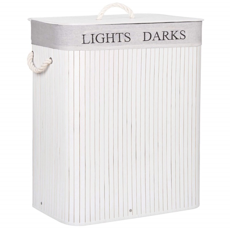 Cos de rufe, Bambus, 100L, Alb - eMAG.ro