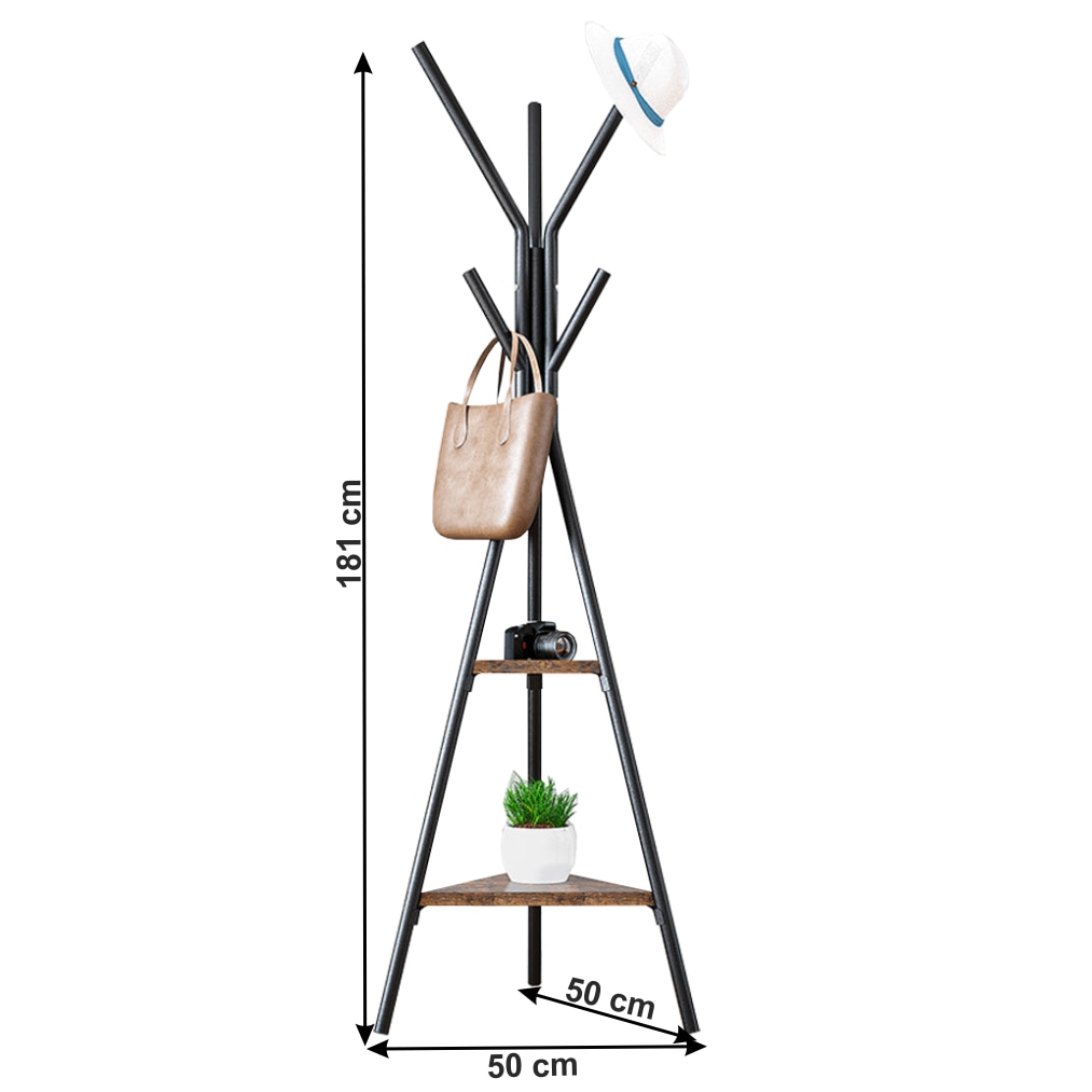 Cuier negru lemn stejar Plento 50x50x181 cm - eMAG.ro