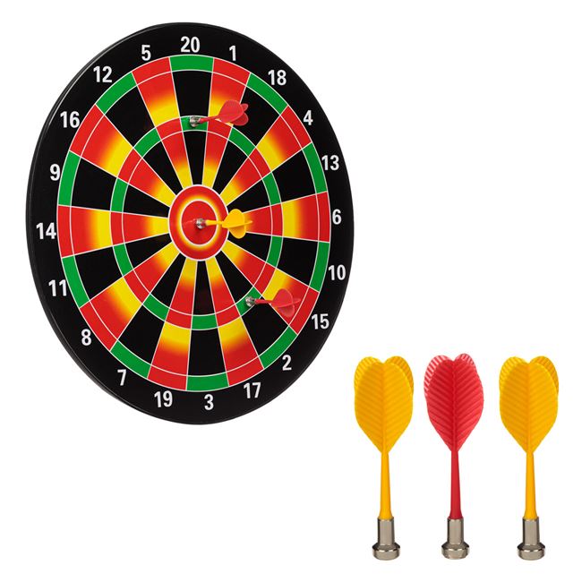 Joc Darts magnetic cu 6 sageti rosii si galbene, 40 cm - eMAG.ro