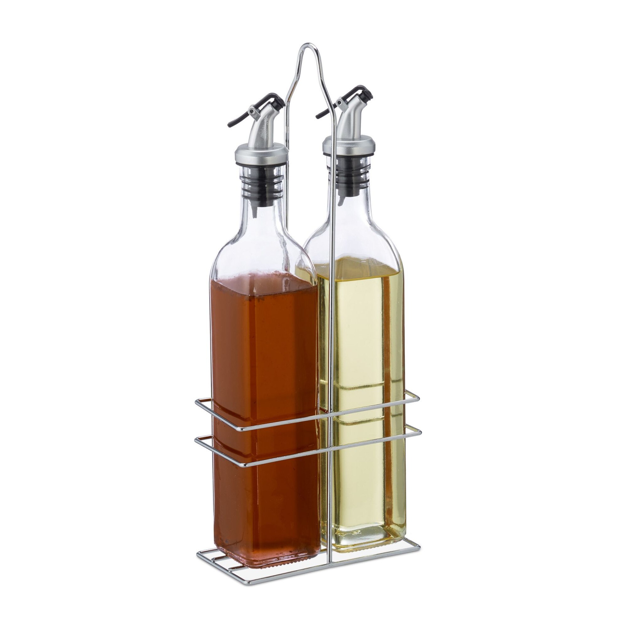 2 db olajos és ecetes tartály készlet tartóval, 500 ml, 34 x 13,5 x 7,5 ...