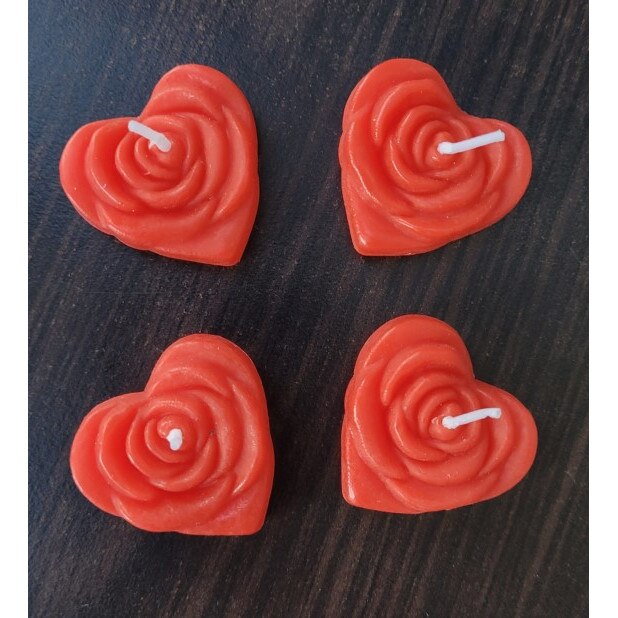 Set 4 lumanari inima rosie 3.5 cm - eMAG.ro