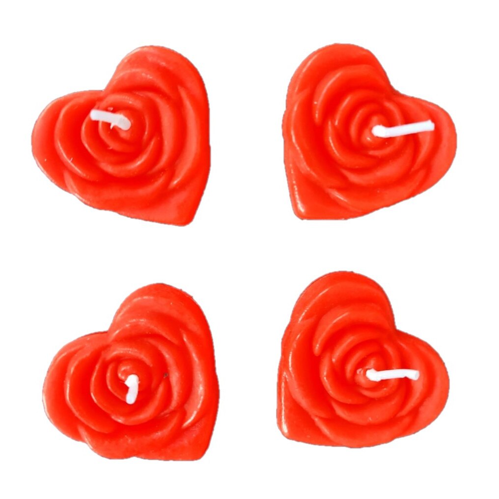 Set 4 lumanari inima rosie 3.5 cm - eMAG.ro
