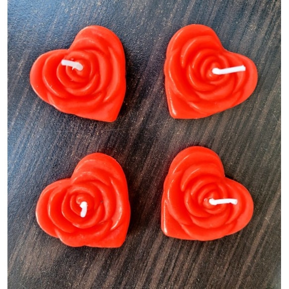 Set 4 lumanari inima rosie 3.5 cm - eMAG.ro