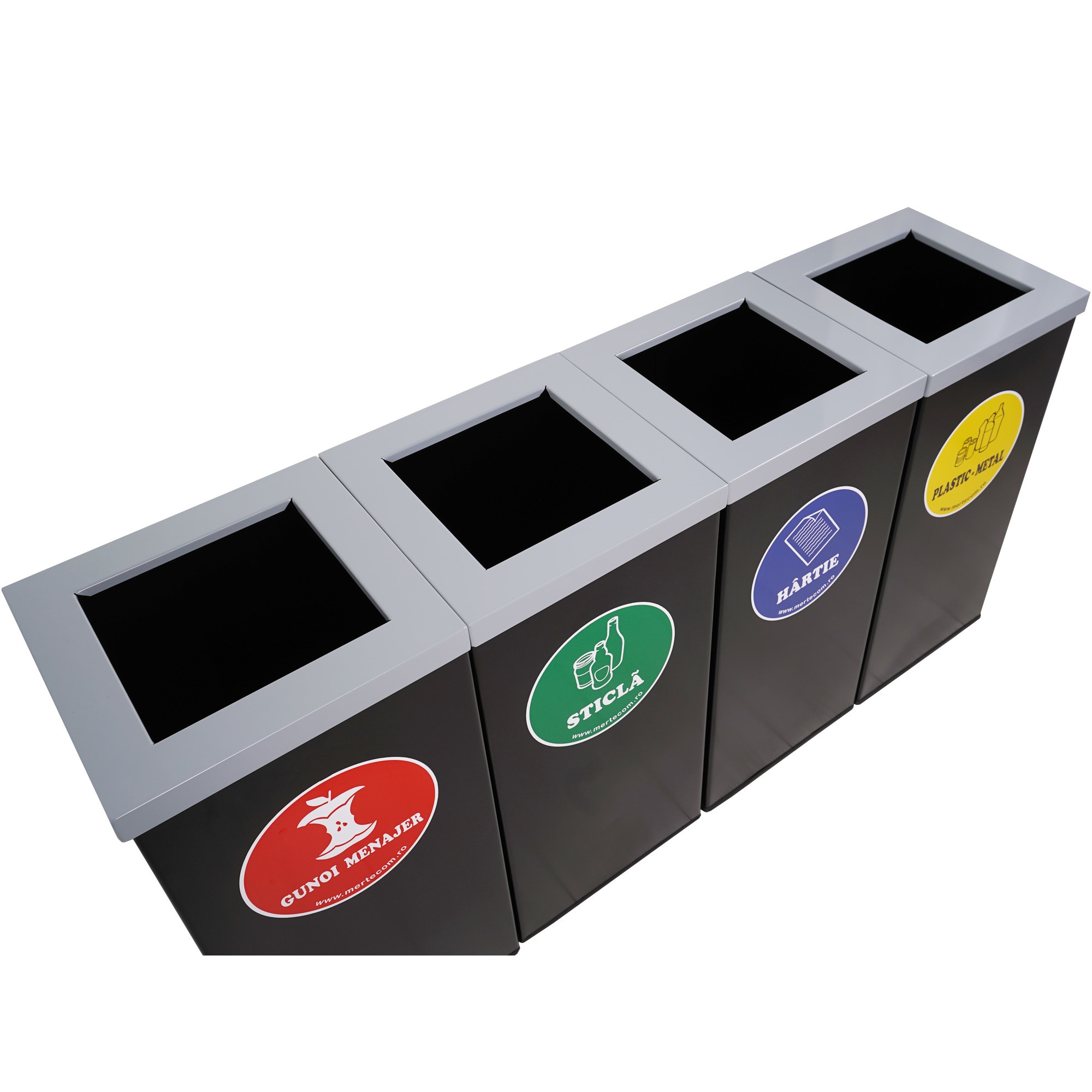 Cos negru 4 compartimente colectare selectiva Meco 1309 200litri - eMAG.ro