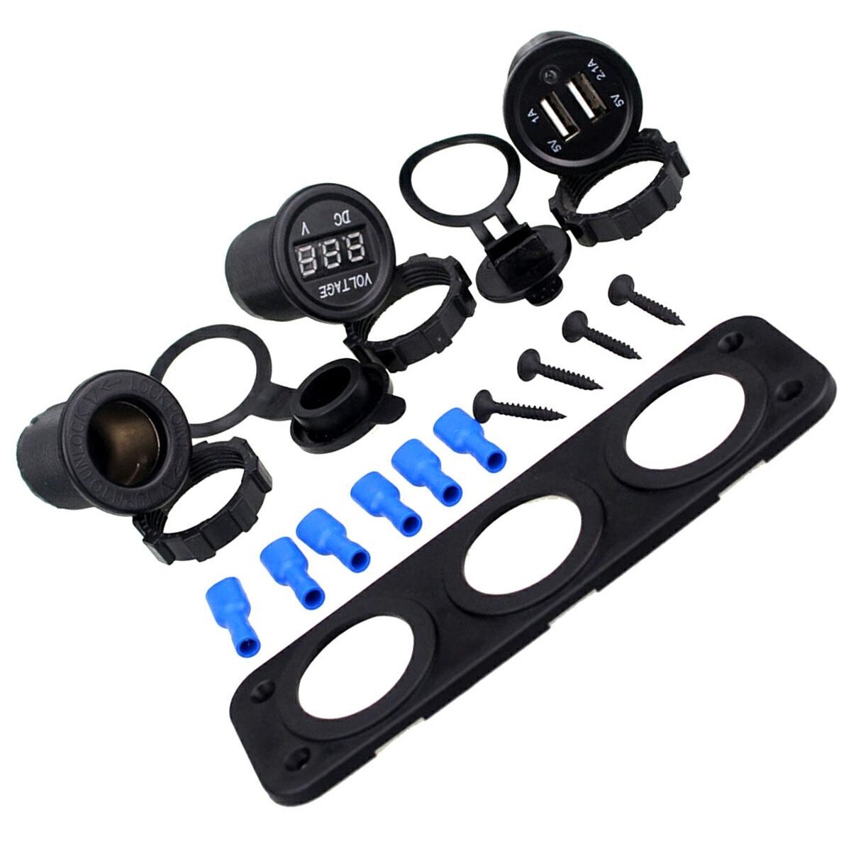 Panou multifunctional auto tip priza, Zola®, cu 2 x USB/voltametru ...