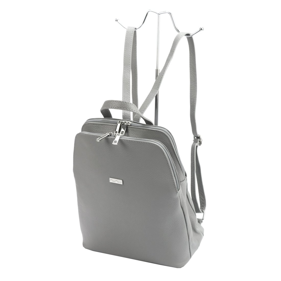 Rucsacuri dama, MiaMore, Piele naturala, Gri, 28x31x15 cm - eMAG.ro