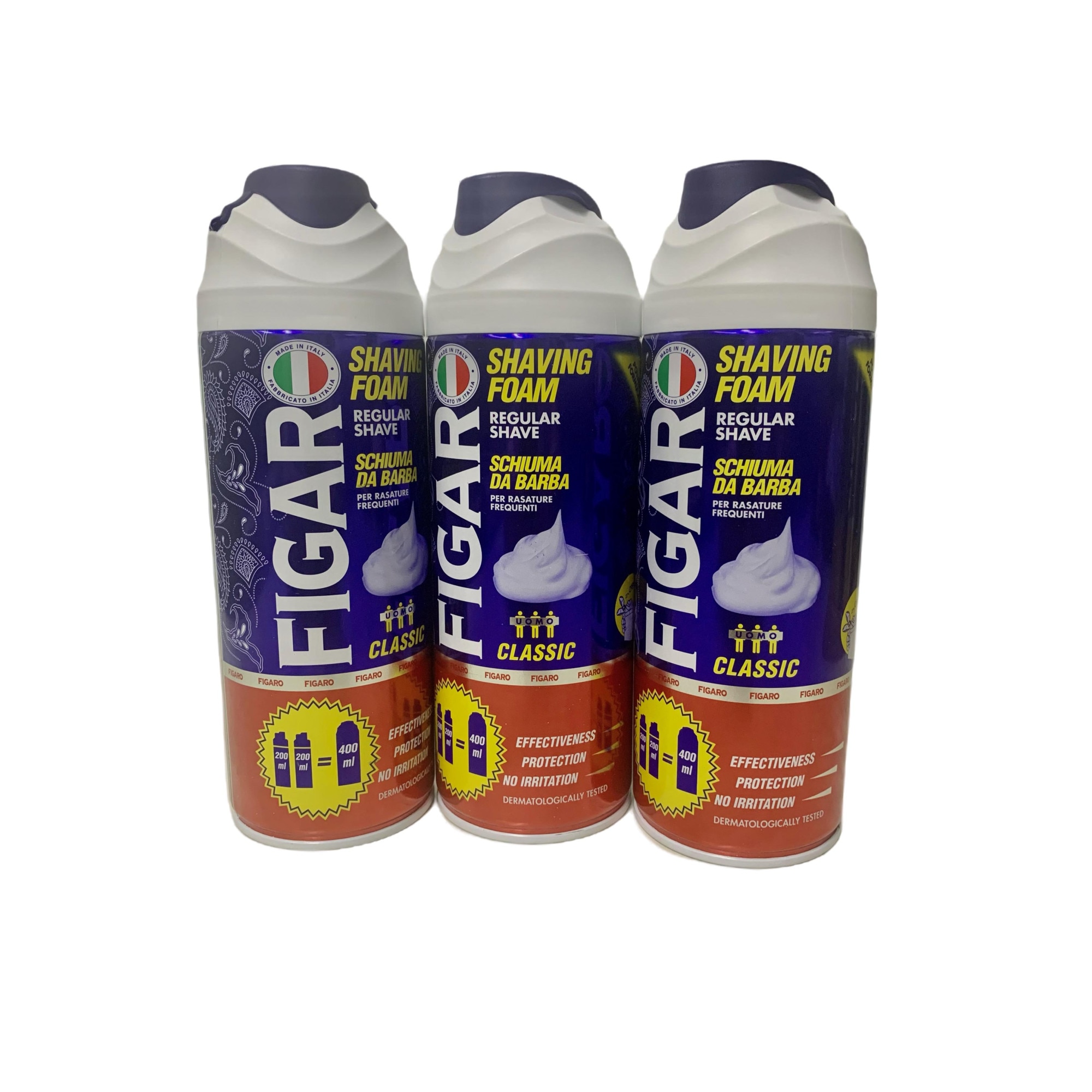 Set 3 tuburi spuma de ras, Figaro, Fara alcool, 400 ml - eMAG.ro