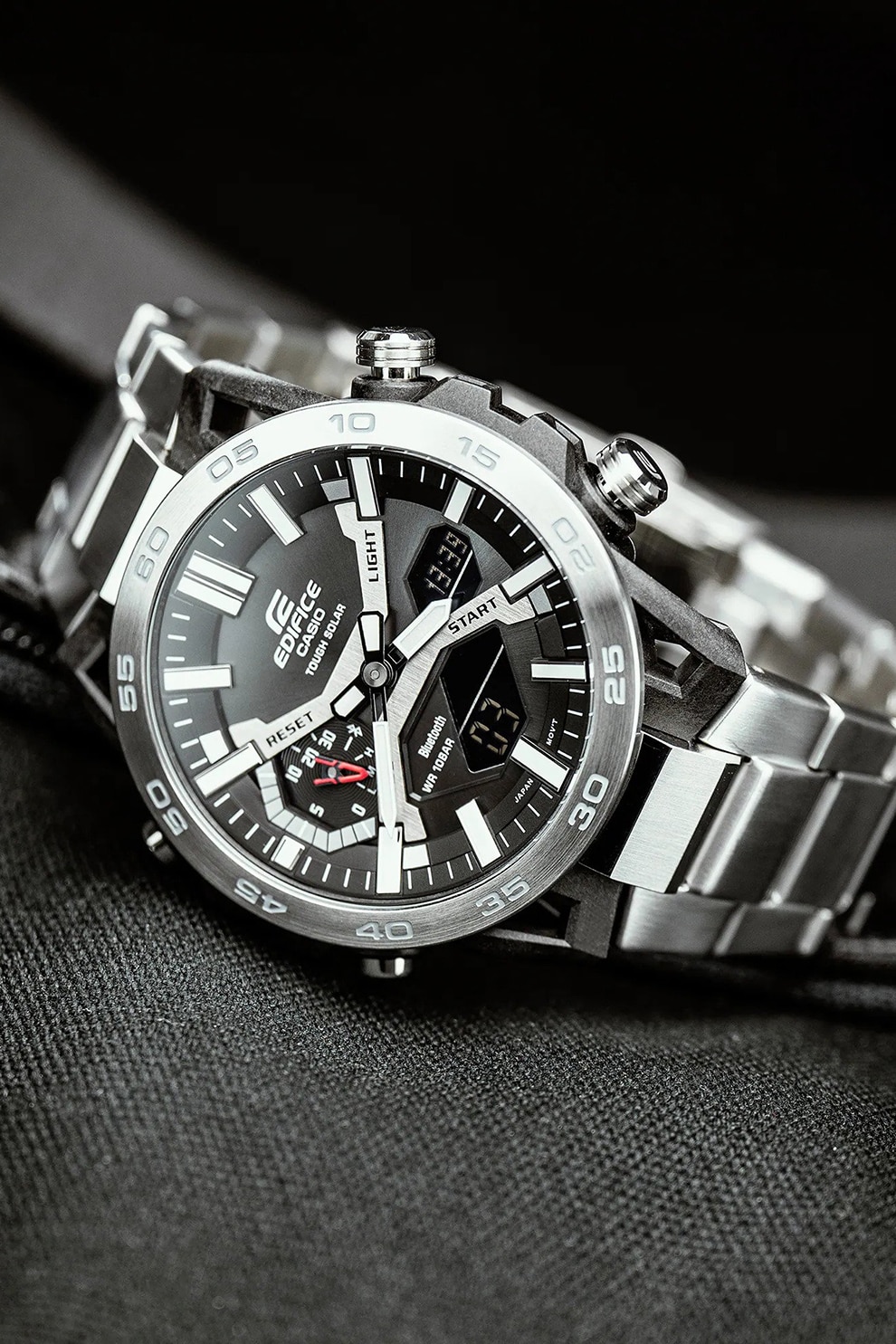 Casio, Ceas din otel inoxidabil cu baterie solara, Argintiu - eMAG.ro