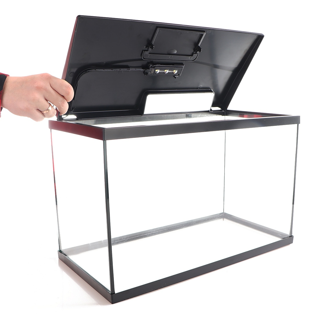 Acvariu cu capac, Resun, Sticla, 20 l, Negru - eMAG.ro