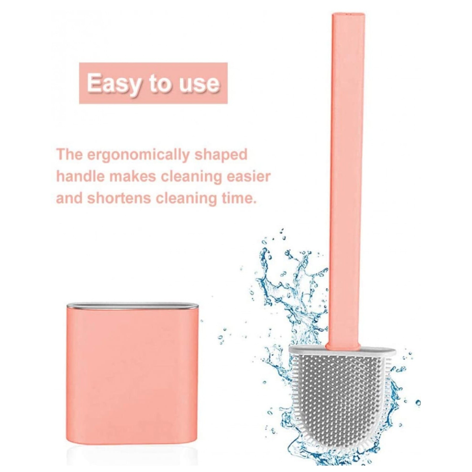 Perie pentru WC din plastic cu cap din silicon flexibil si suport de ...