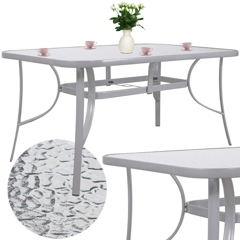 Masa de gradina, Metal/Sticla, 150cm, Gri - eMAG.ro