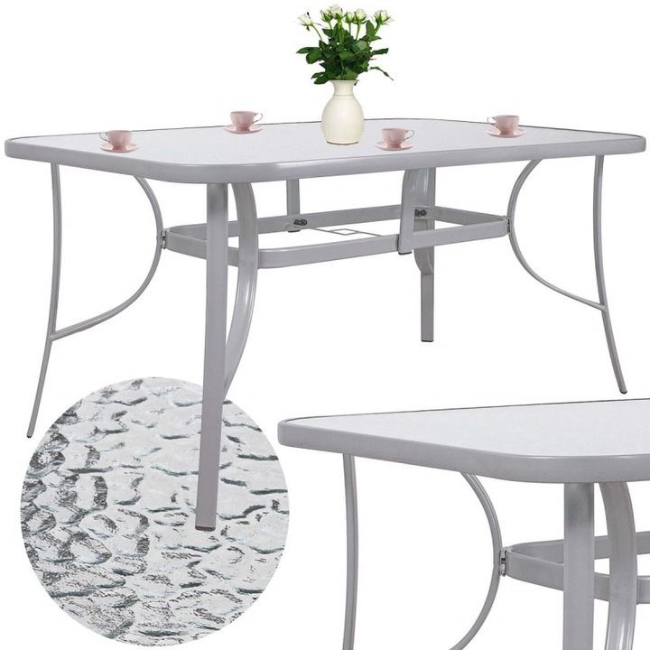 Masa de gradina, Metal/Sticla, 150cm, Gri - eMAG.ro