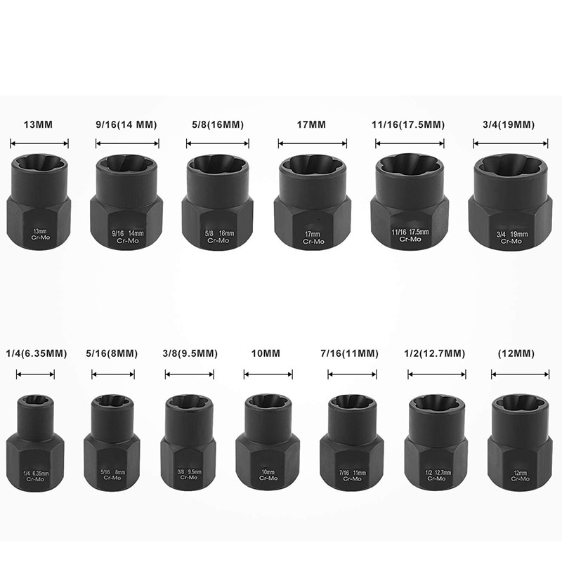 Set extractoare suruburi, prezoane rupte si piulite deteriorate, 13 ...