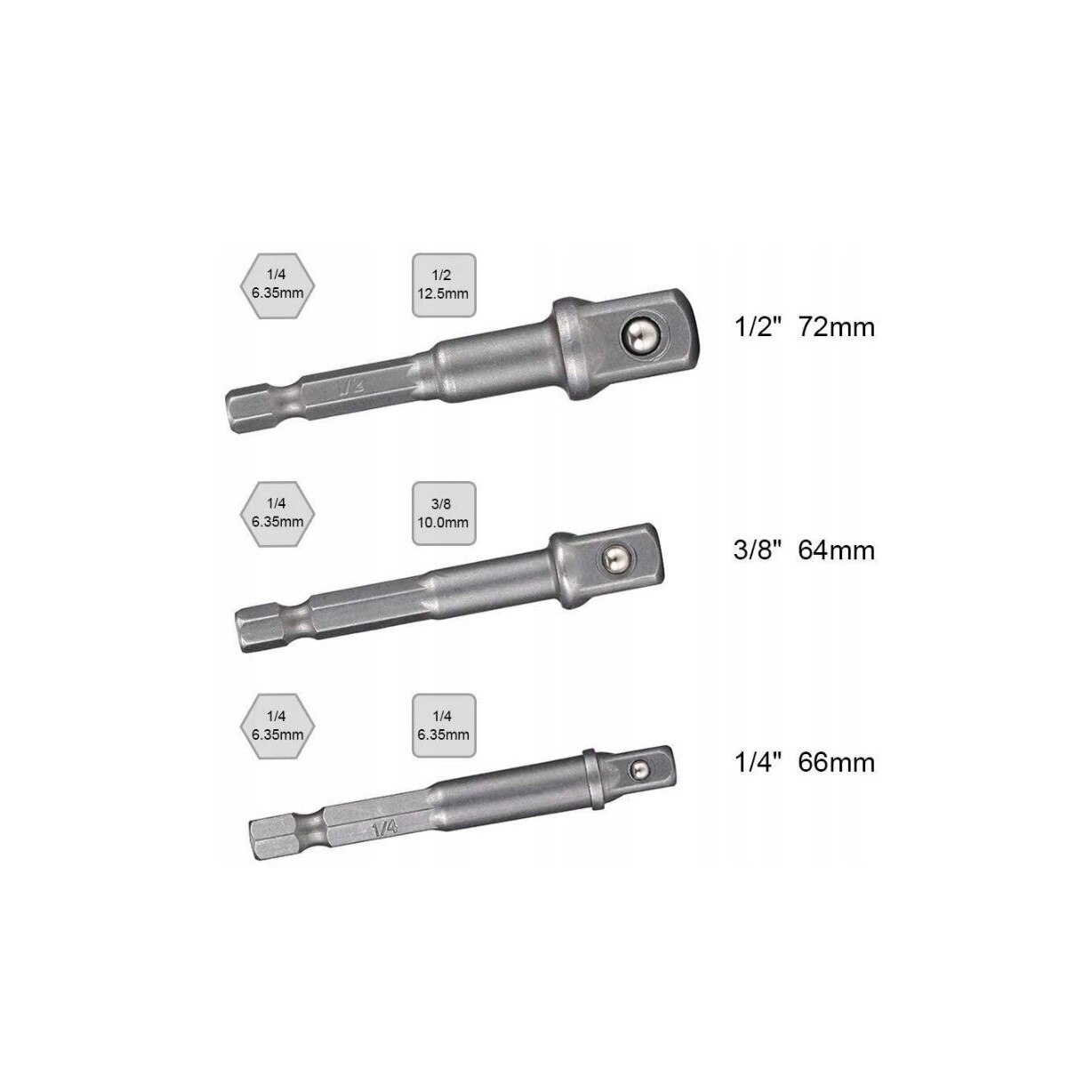 Set 3 adaptoare pentru filetanta 1/2, 1/4, 3/8, Silver - eMAG.ro