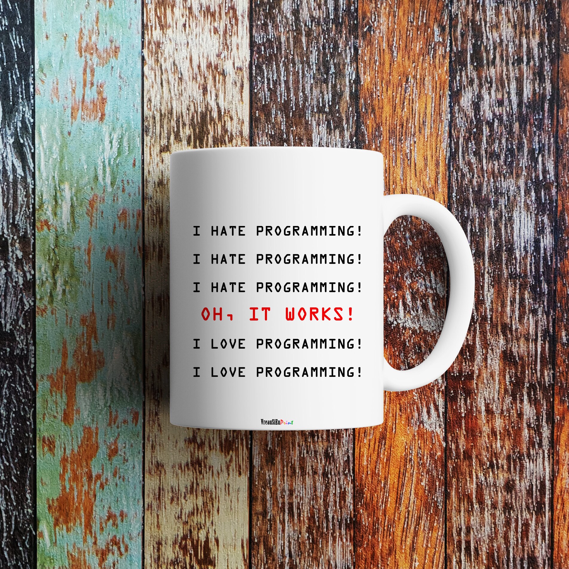Cana personalizata pentru programatori cu mesajul "I hate programming ...