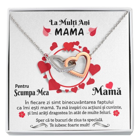 Set Colier cu Pandant 2 Inimi, JOYSTOS, Placate Cu Aur Rose 14K, Si ...