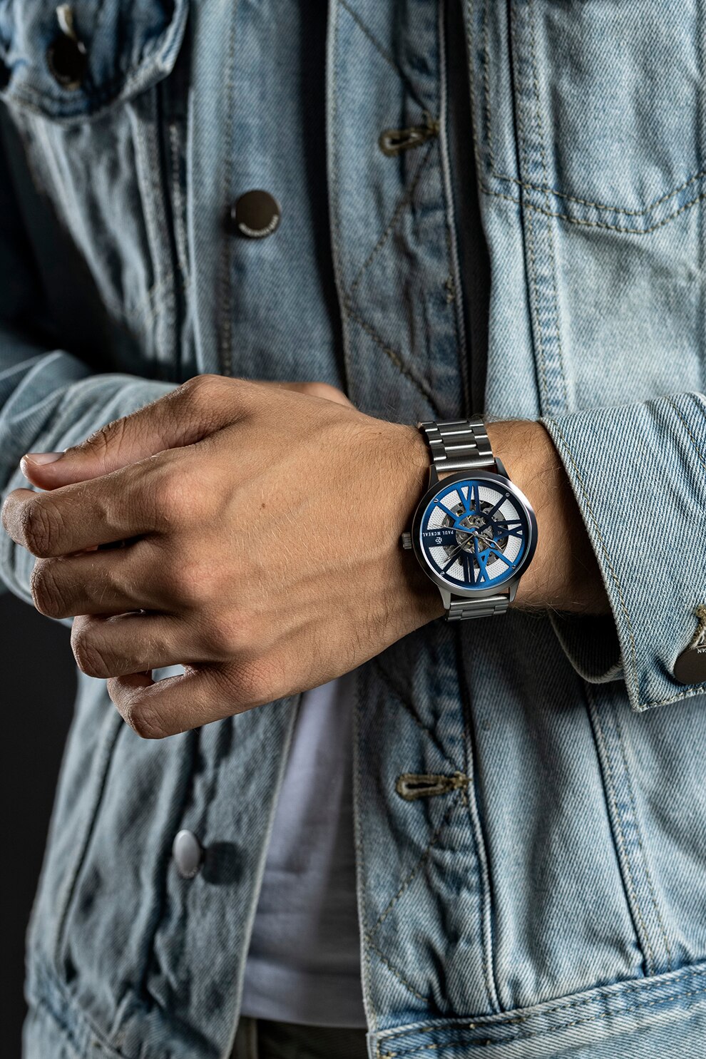 Paul McNeal, Автоматичен часовник с лого на циферблата, Сребрист - eMAG.bg