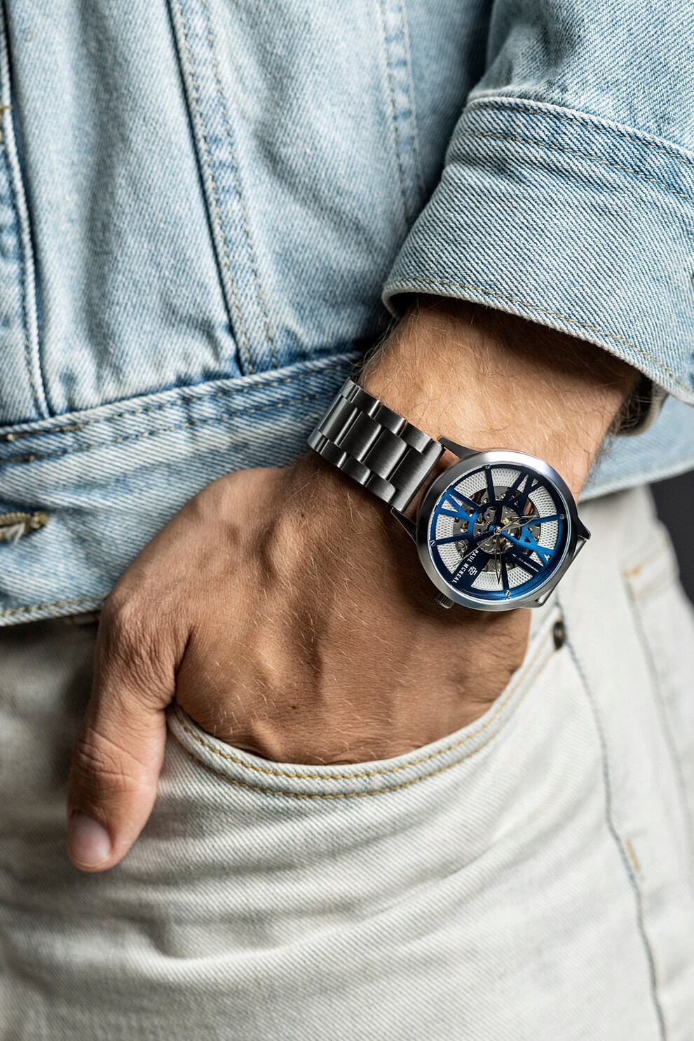 Paul McNeal, Автоматичен часовник с лого на циферблата, Сребрист - eMAG.bg