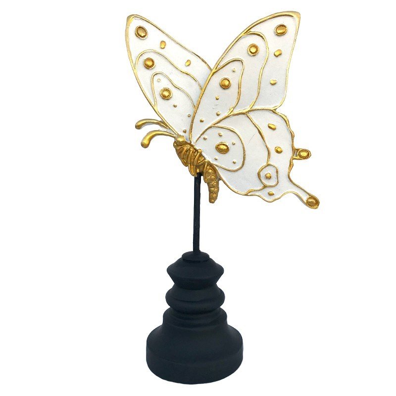 Statueta decorativa, Fluture pe postament, Alb, 26 cm, 219H - eMAG.ro