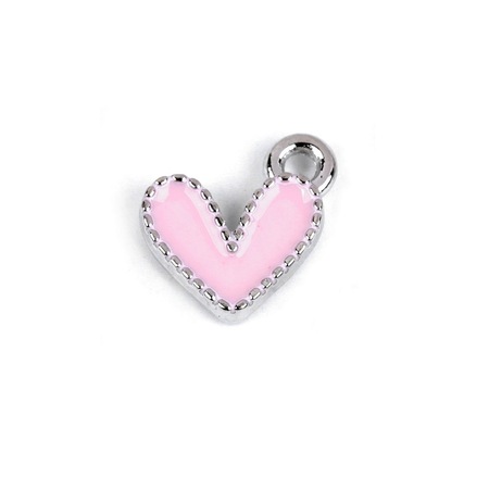 Mini pandantiv decorativ inima 10 x 10 mm, Argintiu roz deschis - eMAG.ro