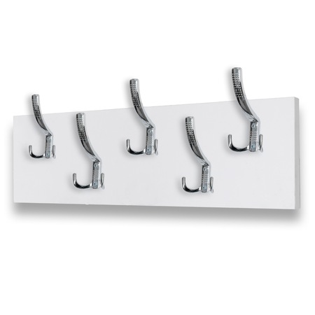 Cuier Hol CMDesign, PAL Alb 18mm, 5 agatatori mari cromate, 60x25cm ...