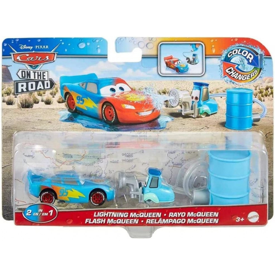 Set de joaca cu masinuta metalica Fulger McQueen Cars Color Changers ...