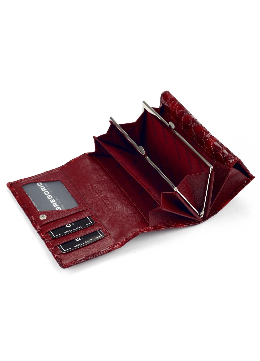 Portofel dama, Gregorio, Piele naturala, Rosu - eMAG.ro