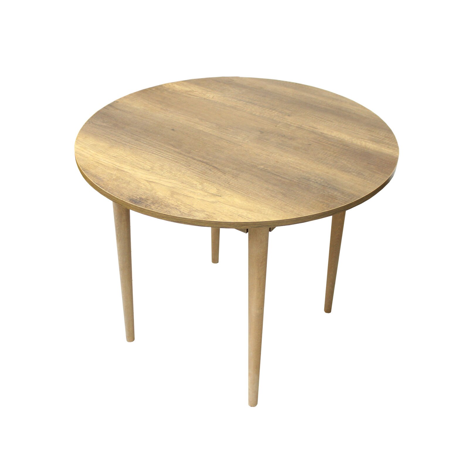 Set masa rotunda Aris Nuc cu 4 Scaune Apollo, picioare din lemn ...