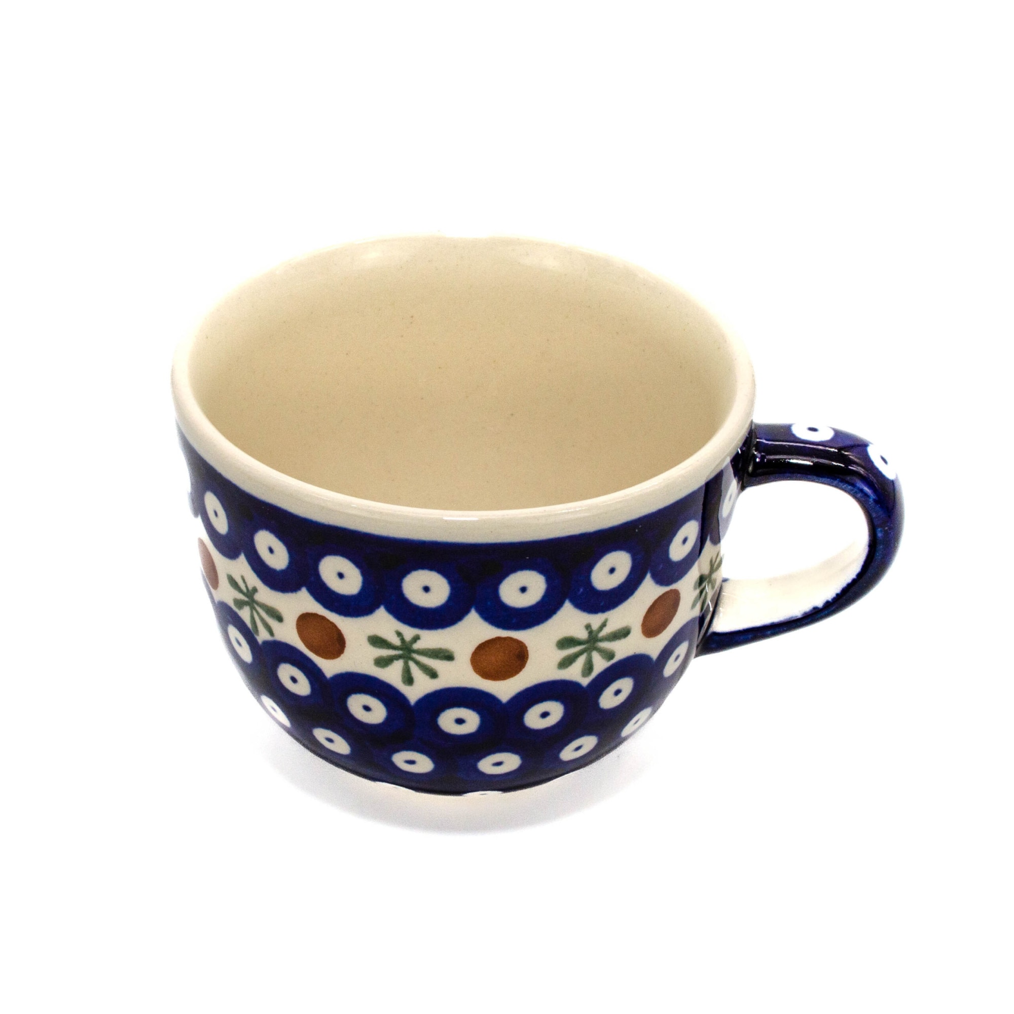 Cana pentru cafea Peacock Eyes Festive, ceramica smaltuita, pictata ...