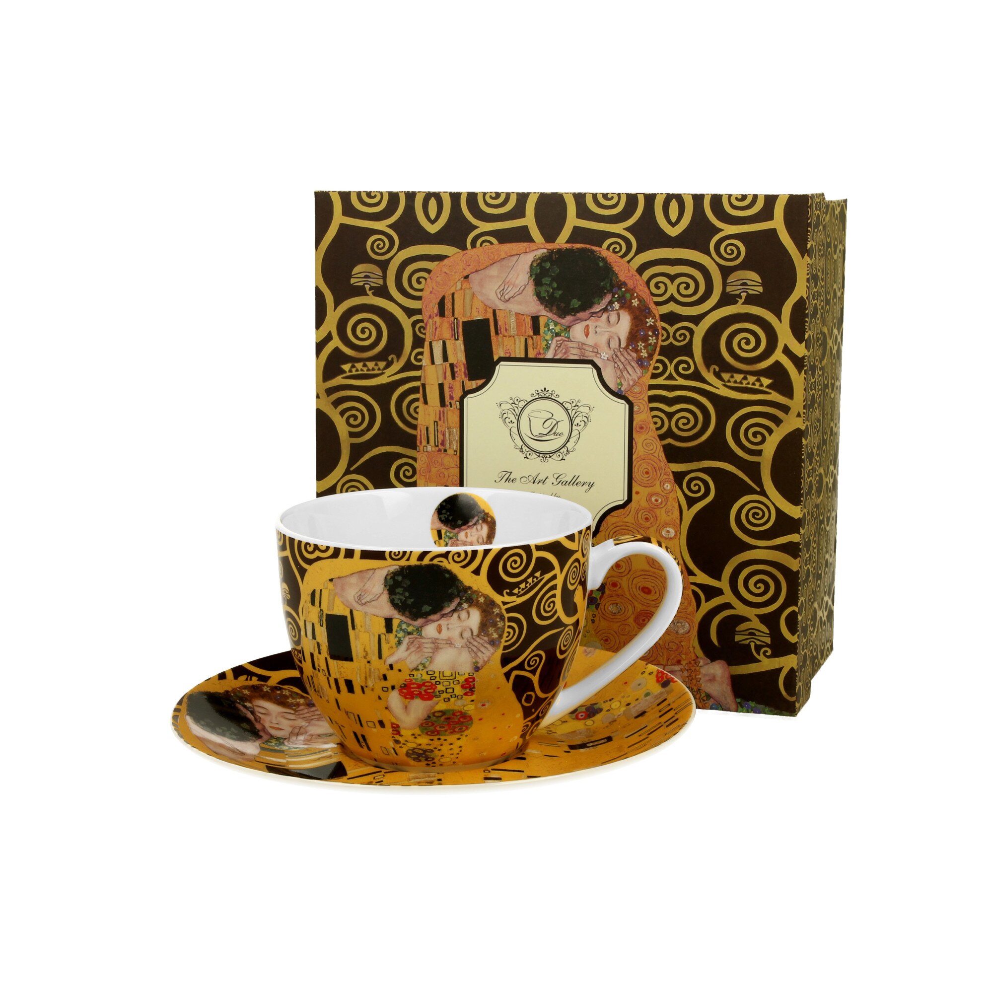 Set ceasca cu farfurie, G Klimt-The Kiss brown, 280 ml - eMAG.ro