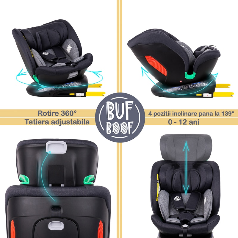Scaun auto Diamond Deluxe i-Size Buf Boof cu isofix rotativ 360 grade ...