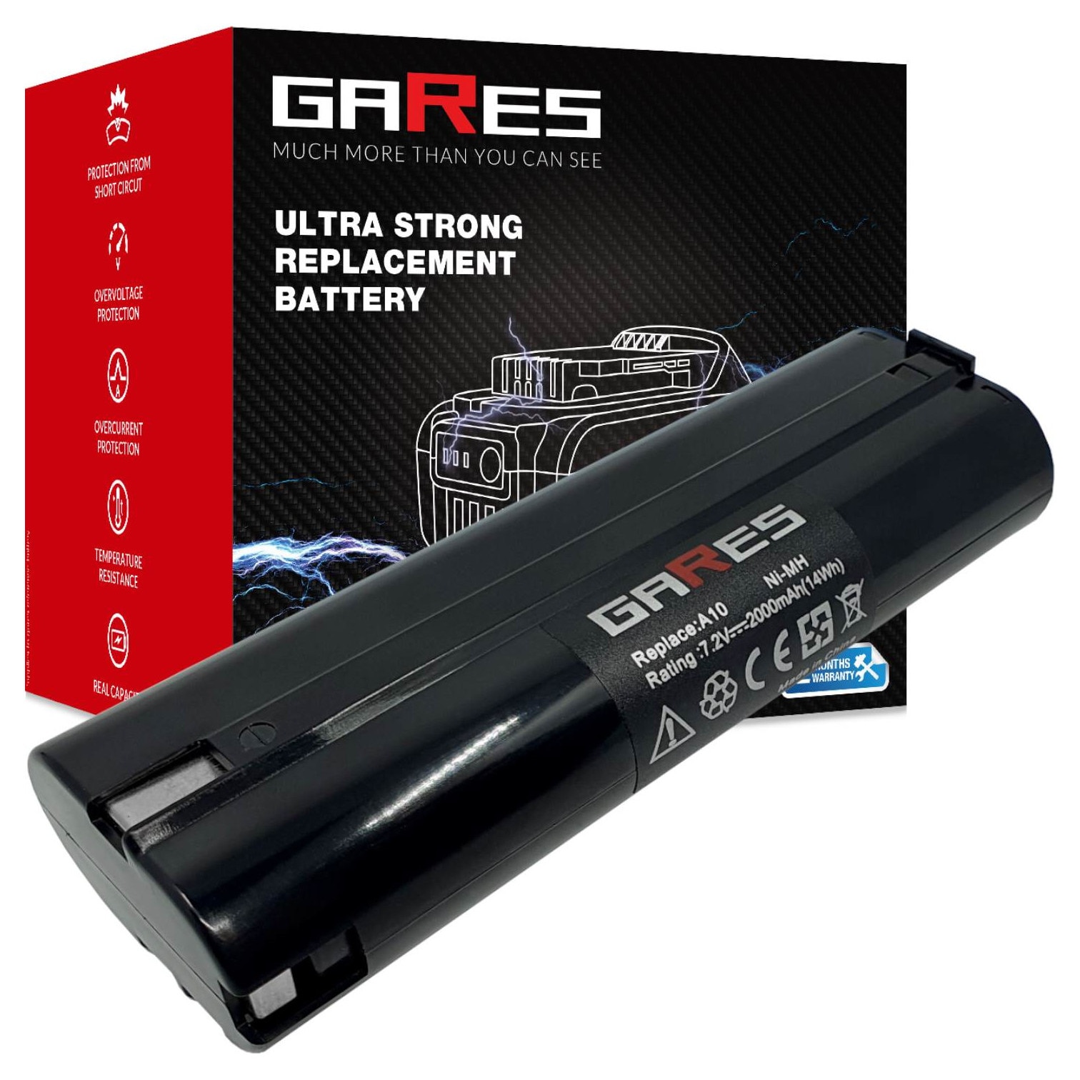 Akkumulátor Gares 7,2V 2Ah AL7 A10 P7.2 AEG ABS ABSE ABE10 Milwaukee P7 ...