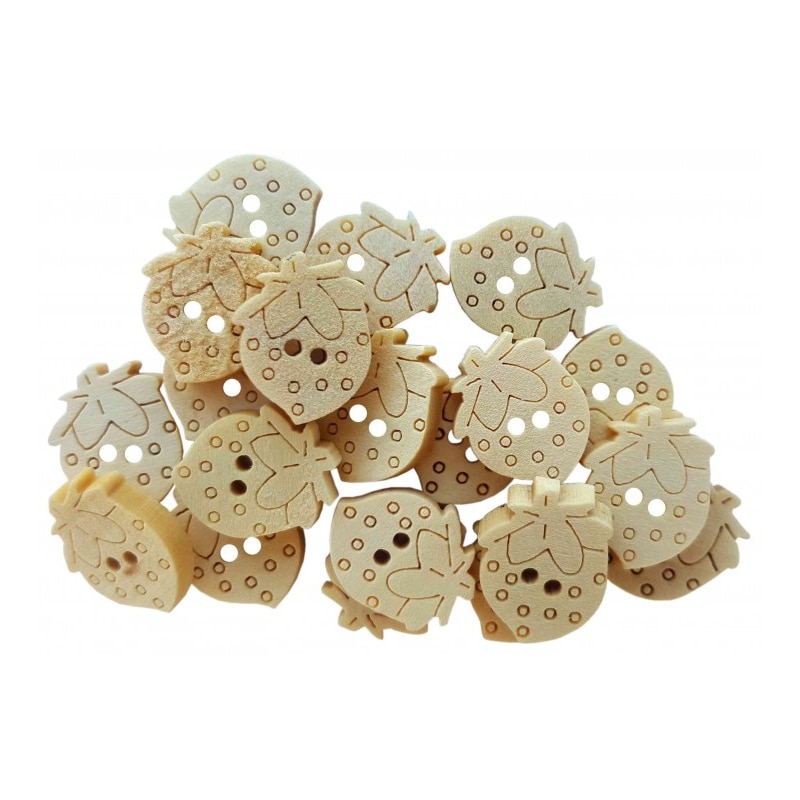 Set 20 Nasturi lemn COLORARTE, forma capsuna, natur - eMAG.ro