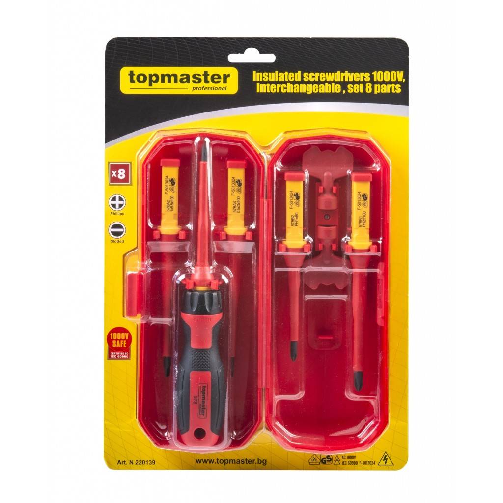 Set 8 surubelnite izolate Topmaster VDE 1000V, cu maner unic - eMAG.ro