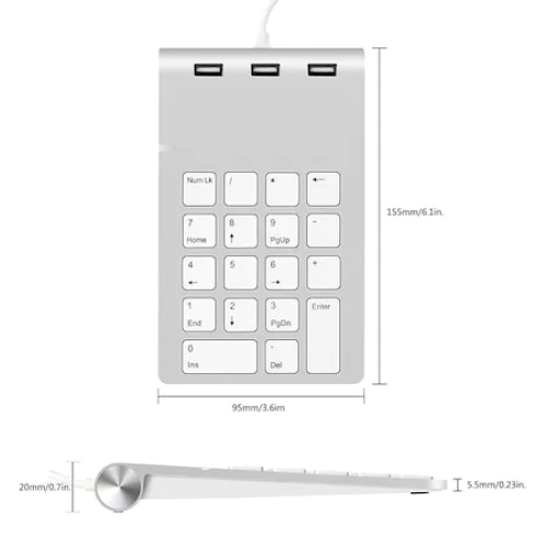 Mini Tastatura numerica OneTech, Usb, Model 2023, Ultra performant ...