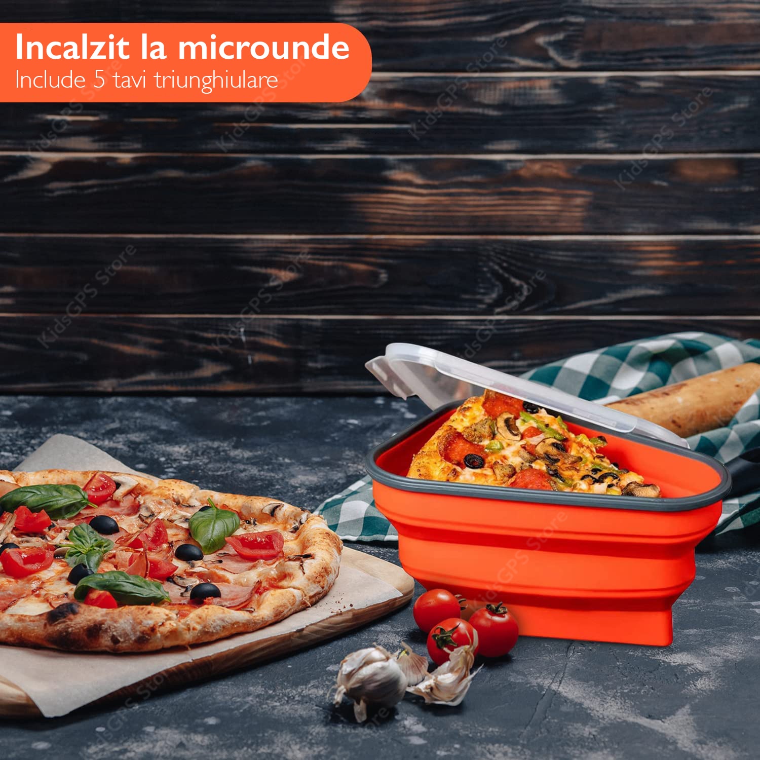 Cutie depozitare pizza din silicon Topaqua® Pizza Pack, pliabila, 5 ...