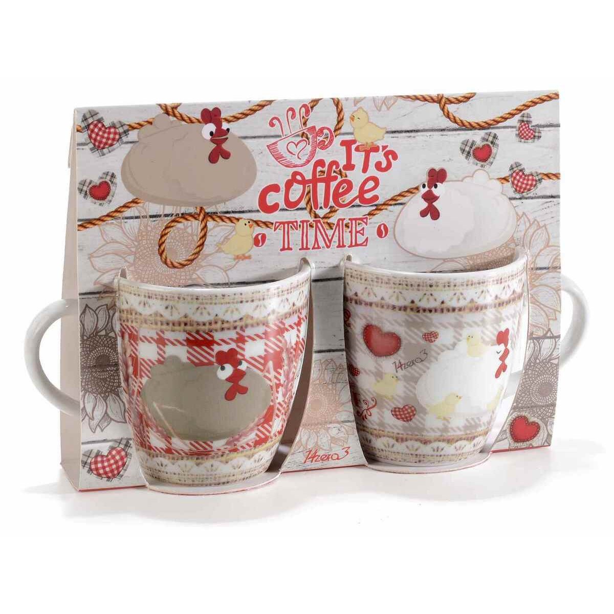Set 2 cani portelan Country Life 5.5x6 cm, 80 ml - eMAG.ro