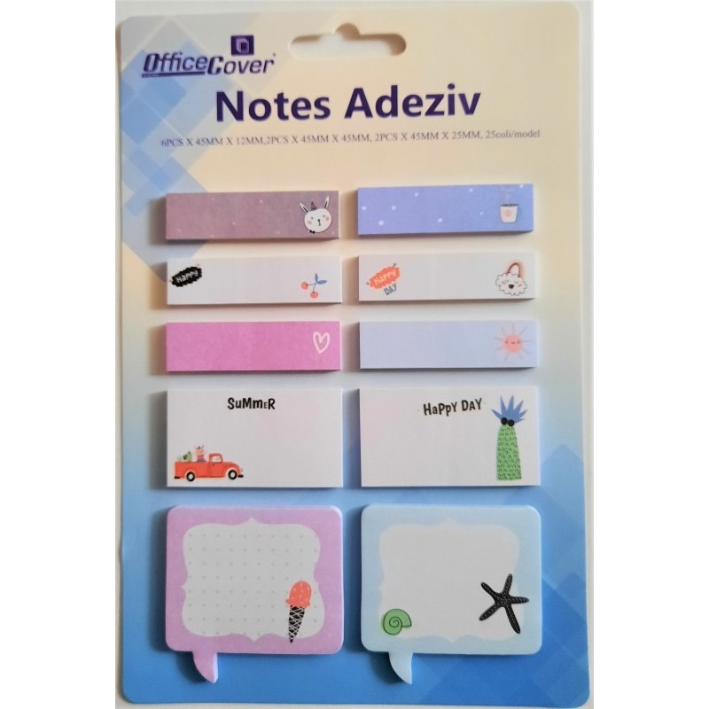 Notes adeziv index scolar, 10-40x45mm, Office Cover, diverse modele x ...