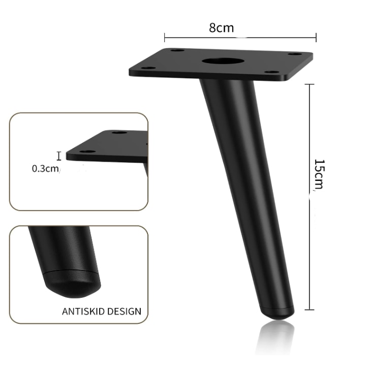 Picior mobila, Otel, 10cm, Negru - eMAG.ro